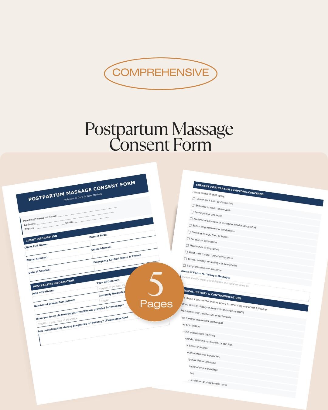 Postpartum Massage Consent Form | Intake PDF for New Mothers | Massage ...