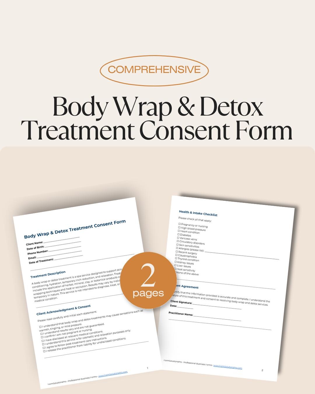 Body Wrap & Detox Treatment Consent Form | Spa Slimming Wrap Waiver ...