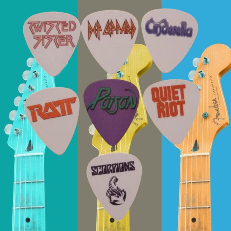 80's Rock Band Single Sided Picture Guitar Picks Set of 7 - Etsy