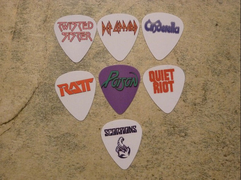 80's Rock Band Single Sided Picture Guitar Picks Set of 7 - Etsy