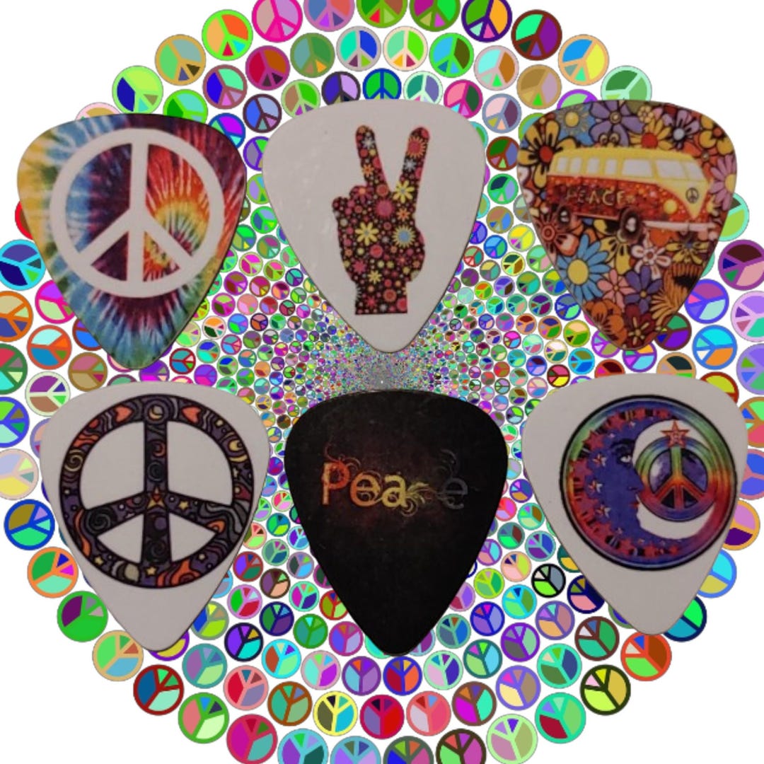 Peace Design Single Sided Picture Guitar Picks Set of 6 - Etsy