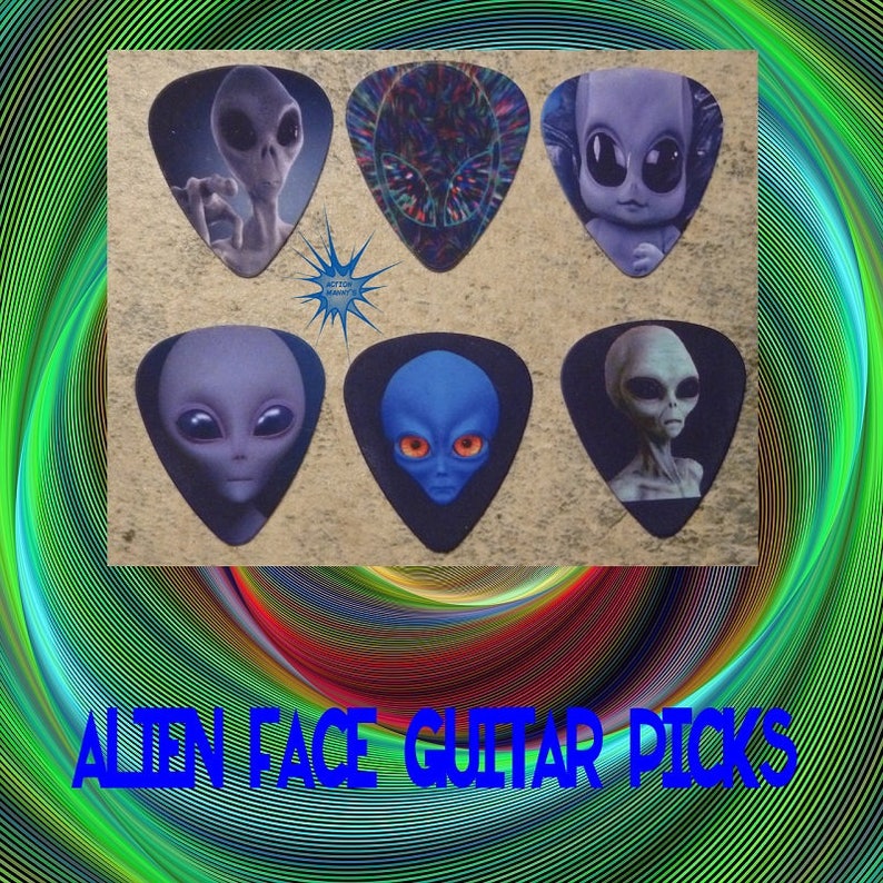 Alien Face Single Sided Picture Guitar Picks Set of 6 - Etsy