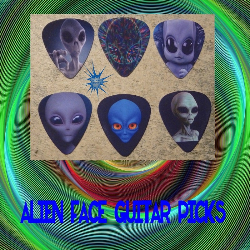 Alien Face Single Sided Picture Guitar Picks Set of 6 | Etsy