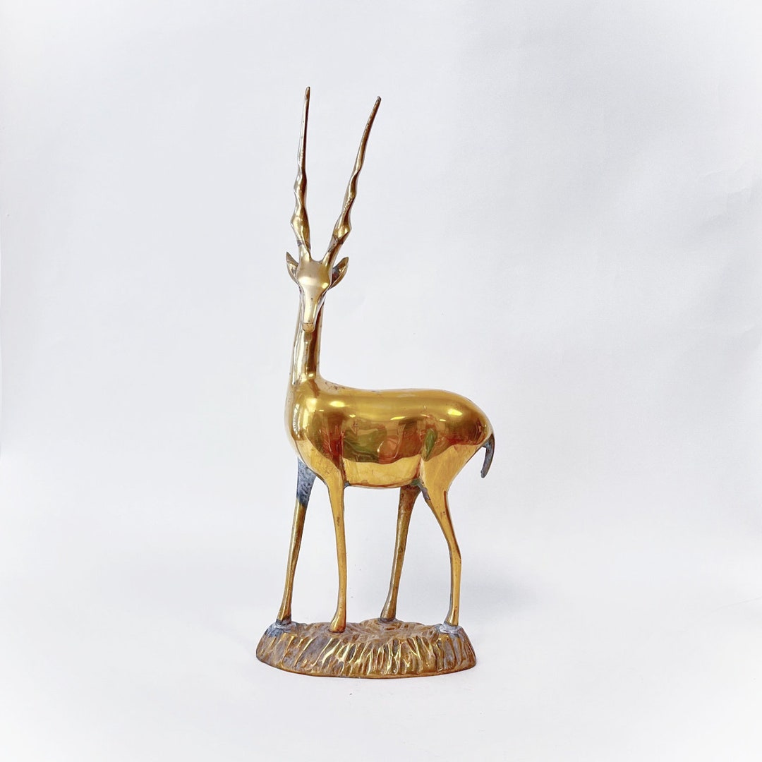 Brass Gazelle Statue Antelope Impala Figurine Statue - Etsy