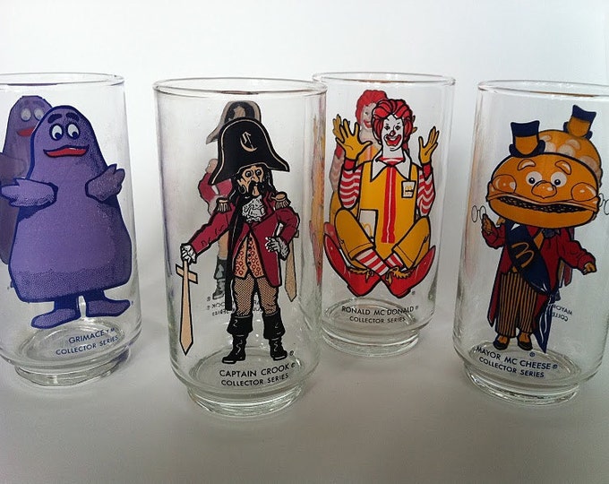 Mcdonald's Collector Glasses, 1970's Set of 4 - Etsy