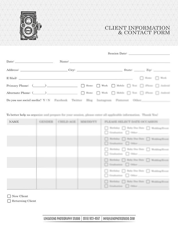 Client Questionnaire & Client Information Forms for Photographers ...