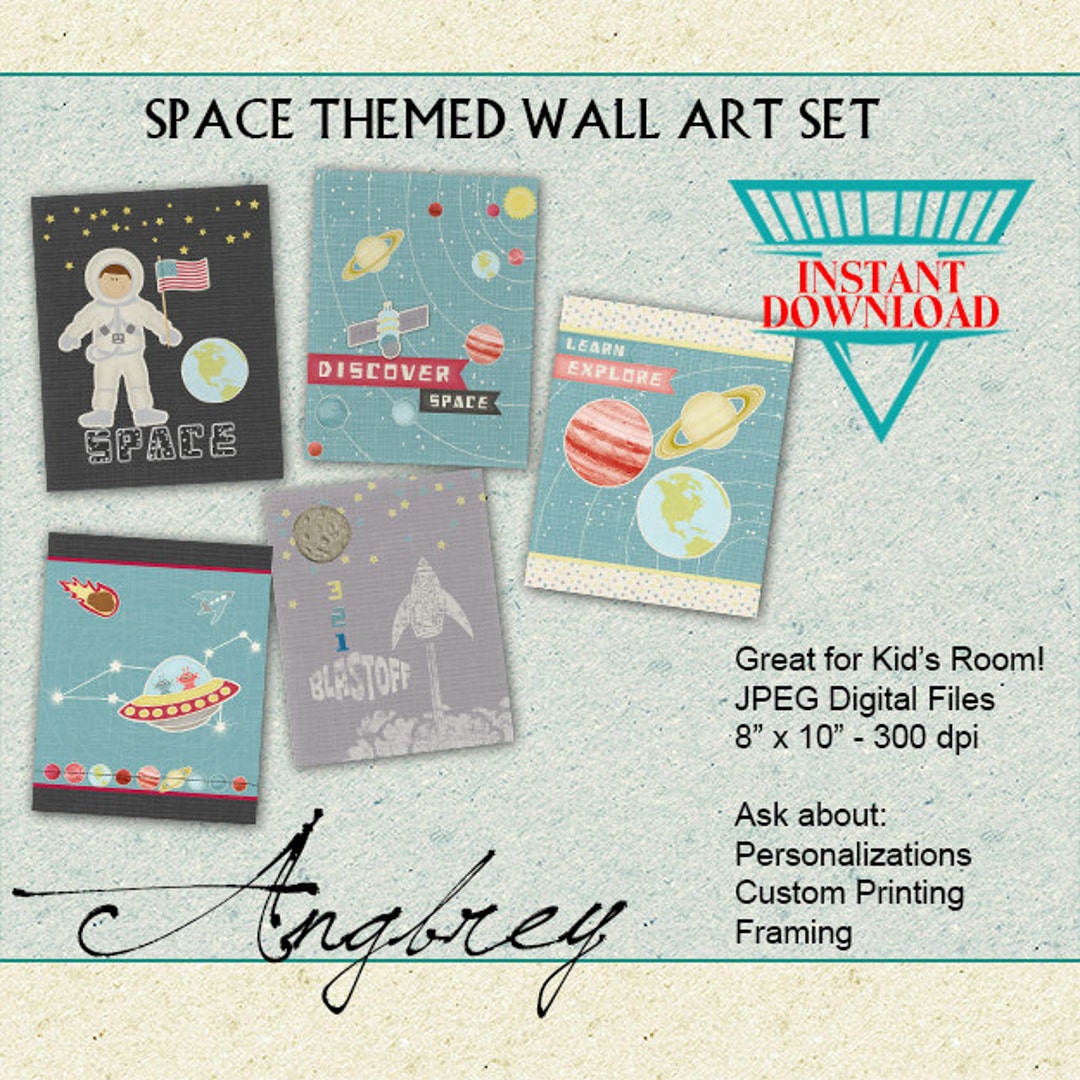 Space Themed Wall Art Set, Instant Download - Etsy