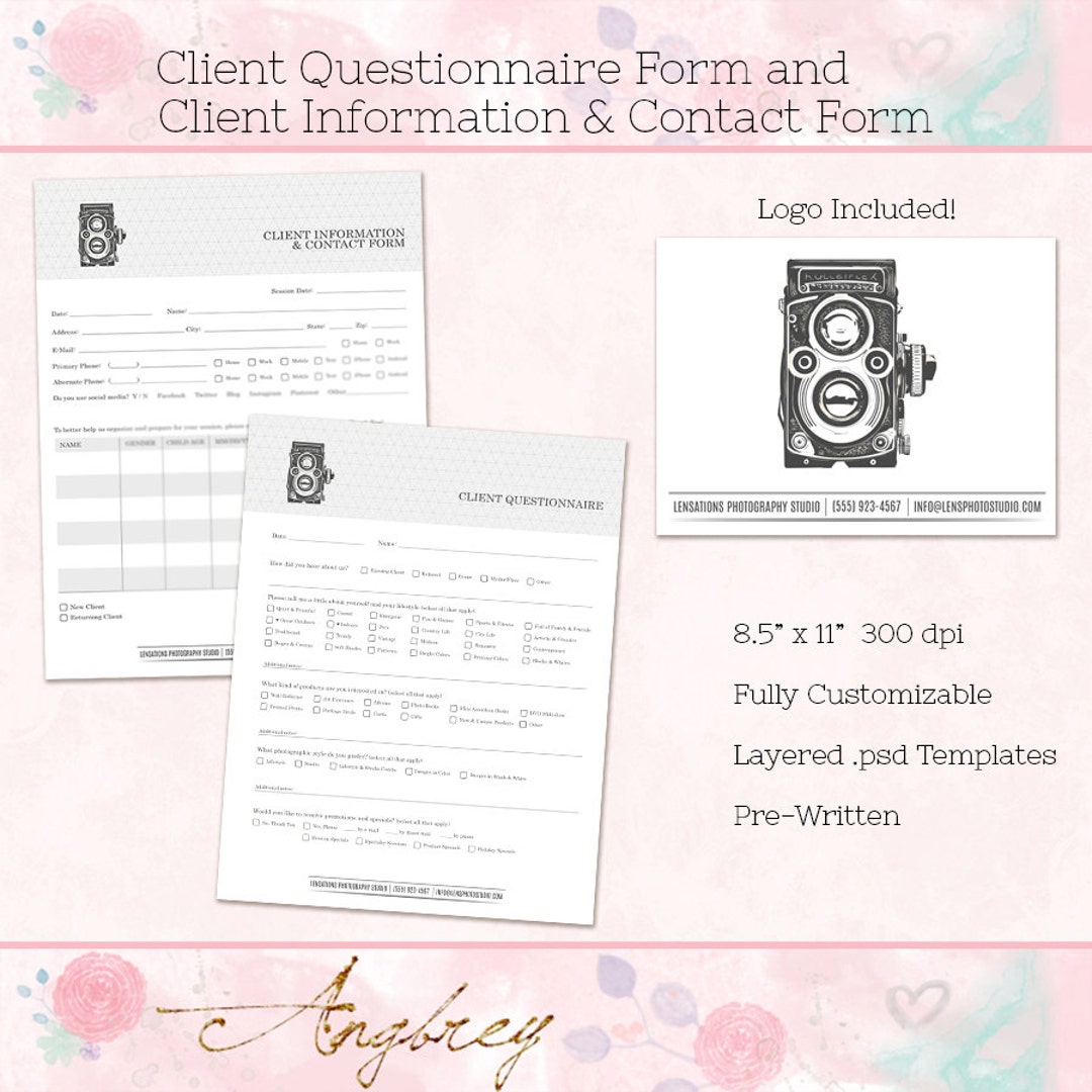 Client Questionnaire & Client Information Forms for Photographers ...