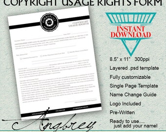 Copyright Usage Rights Form for Photographers, Print Release, Photoshop ...