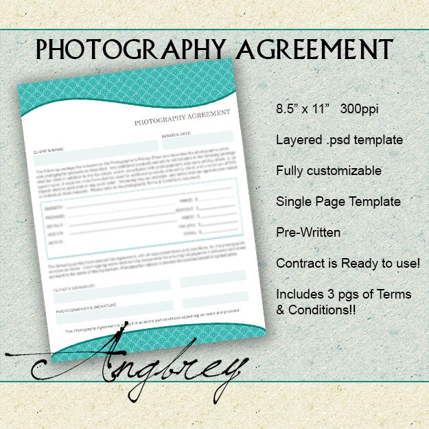 Contract Form for Photographers, Photography Agreement, Terms ...