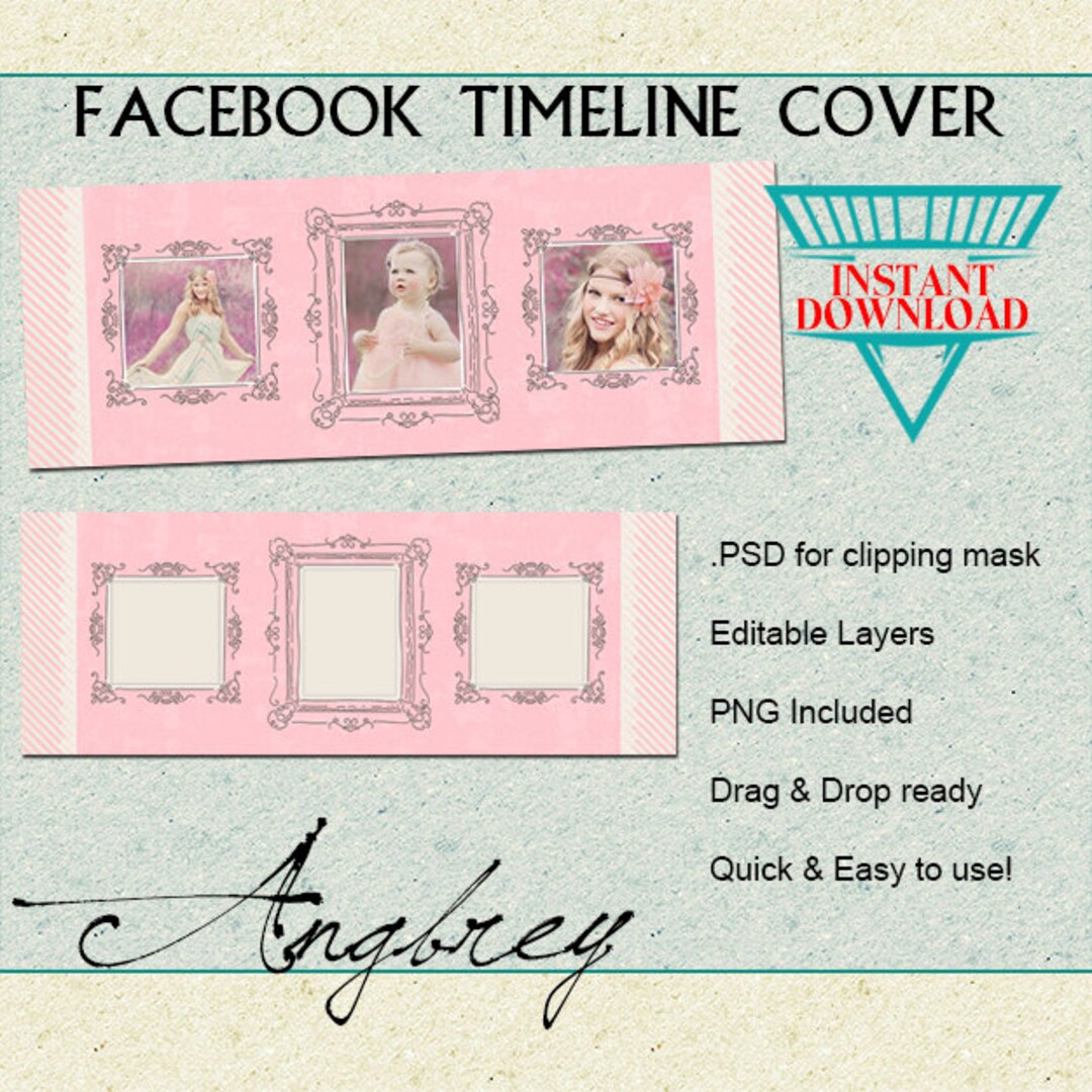 Pretty in Pink Facebook Timeline, Photoshop Template, PNG - Etsy