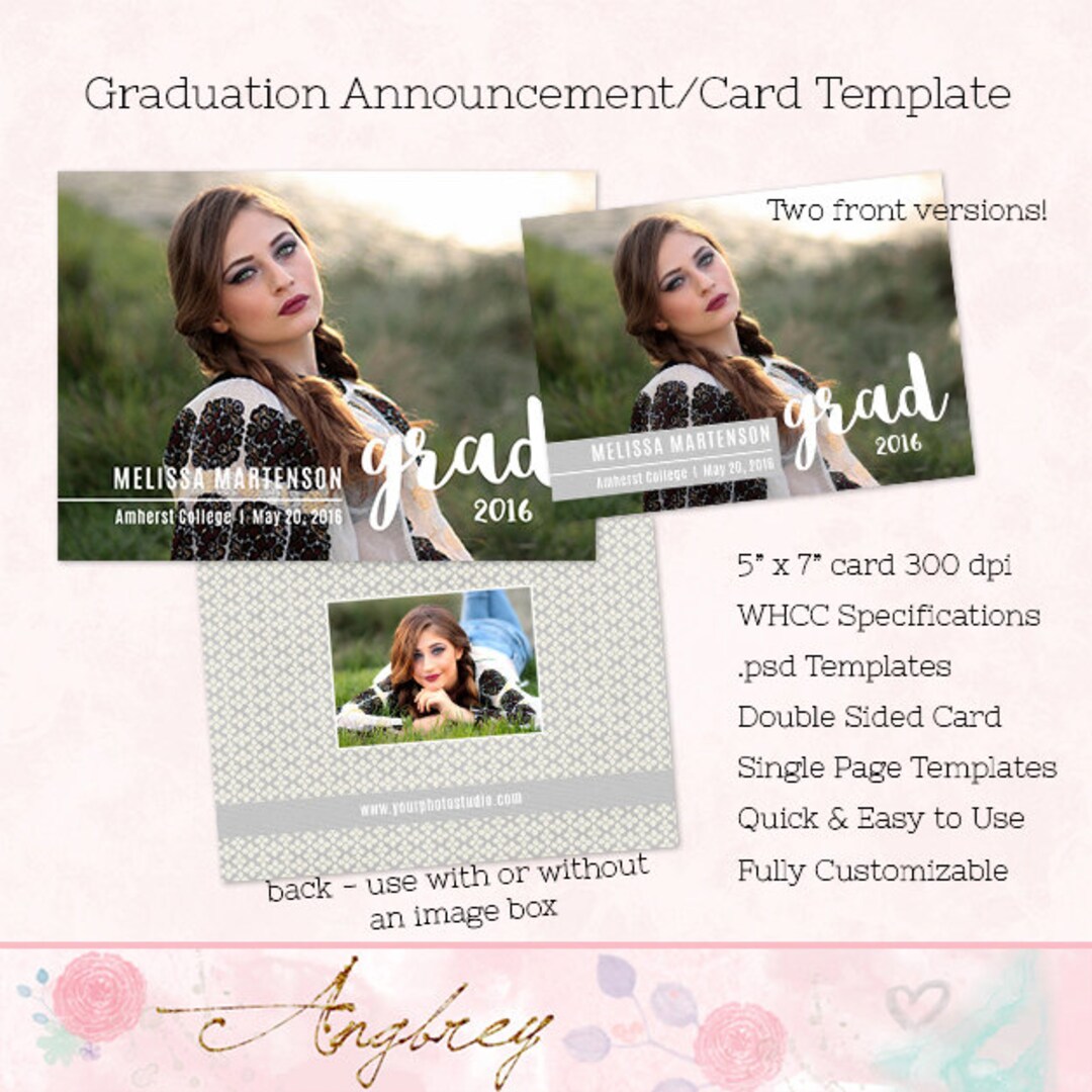 Graduation 5x7 Card/announcement Template - Instant Download - Etsy