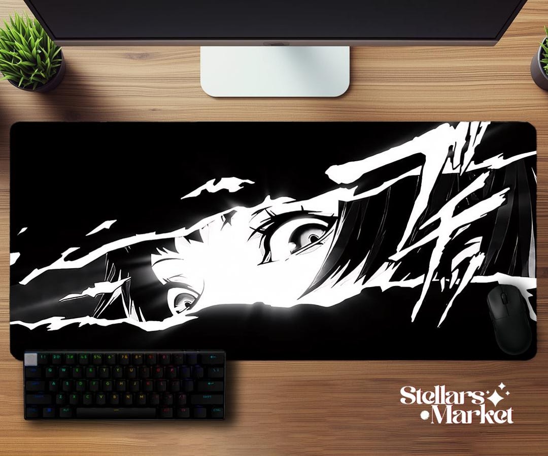 Anime Girl Waifu Black White Deskmat | Mouse Pad | Gaming Desk Mat ...