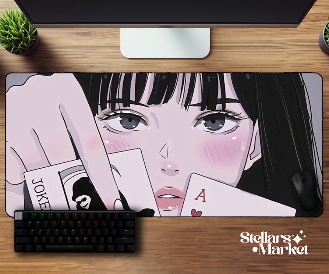 Retro Anime Girl Deskmat | 90s Waifu Mouse Pad | Gaming Desk Mat ...