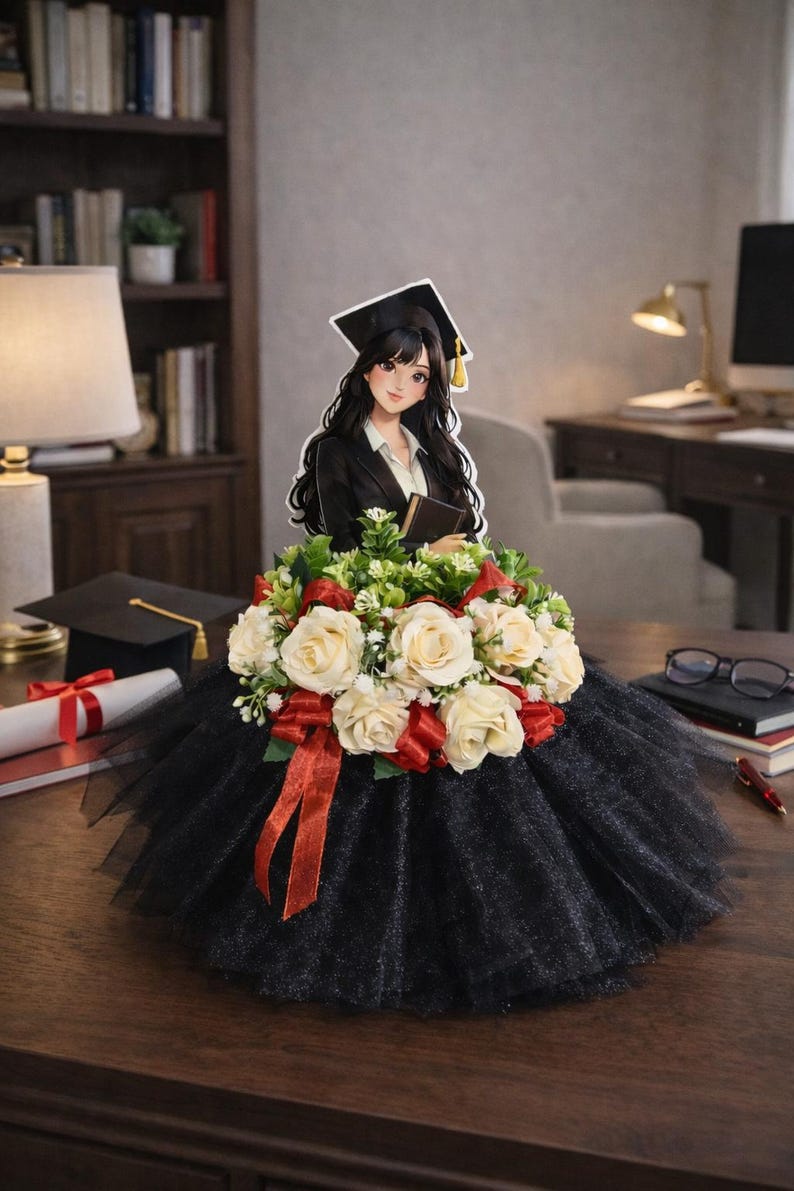 Personalized Graduation Flower Arrangement With Photo, an Elegant and ...