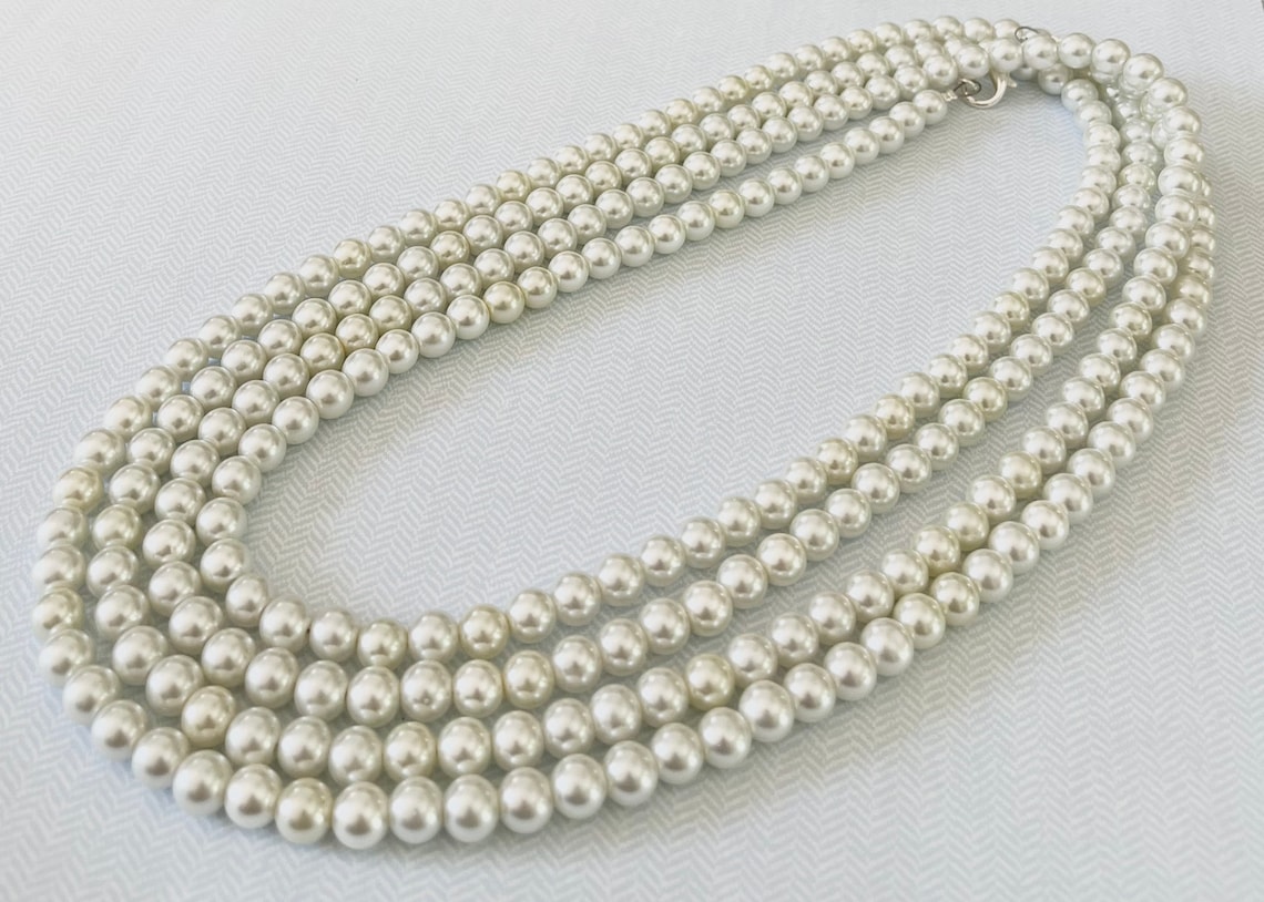 Extra Long Pearl Necklace One Long Strand of Pearls Necklace - Etsy