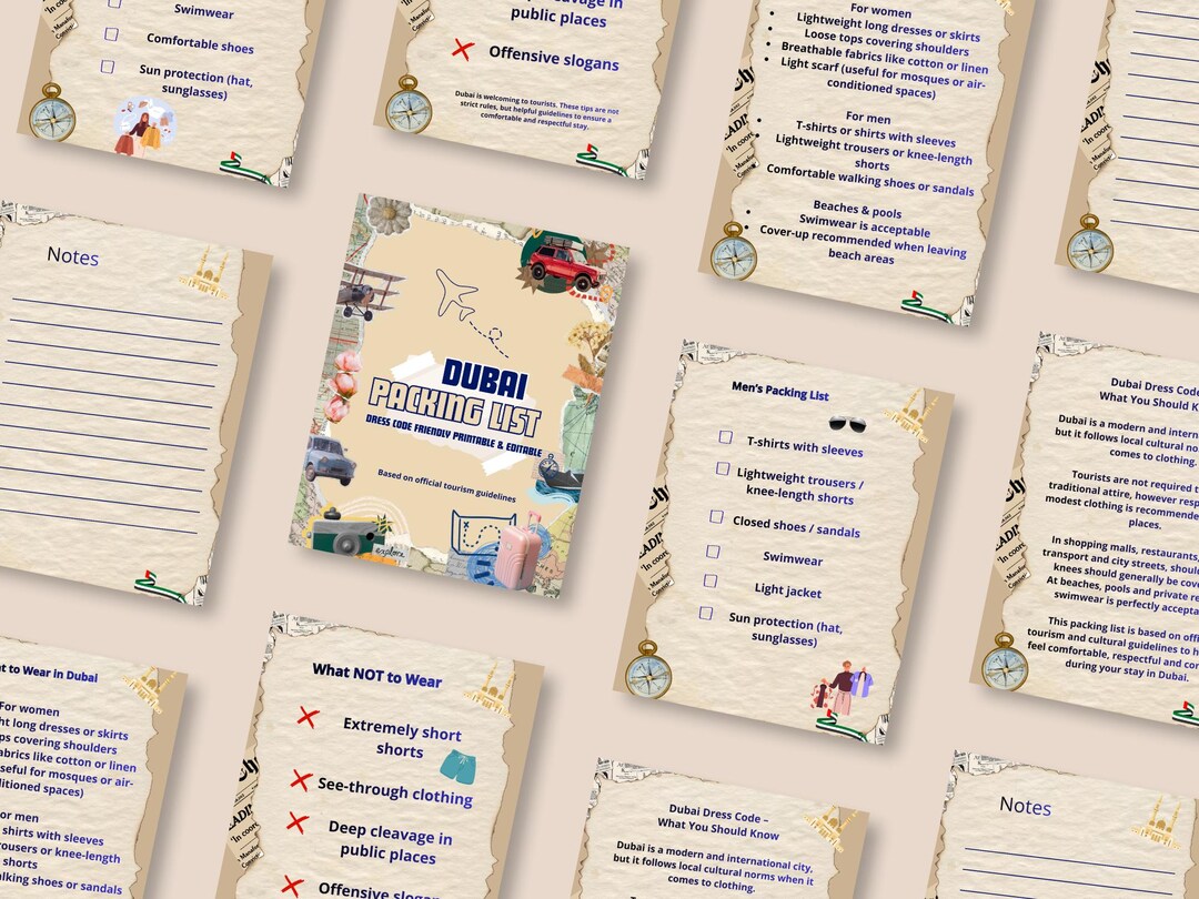 Dubai Packing List | Dress Code Friendly Printable & Editable | What to ...