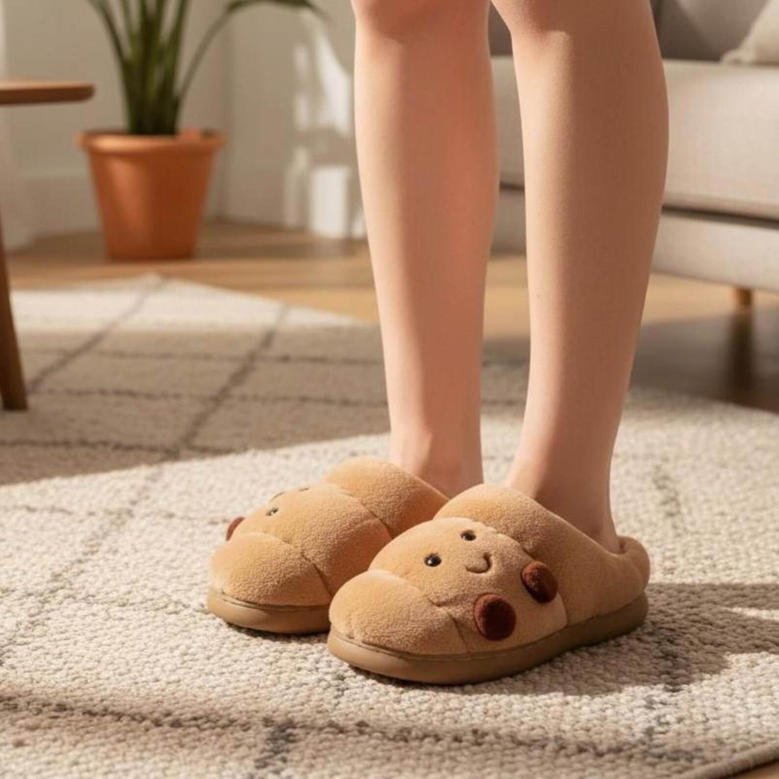 Cute Croissant Fluffy Slippers Cozy Indoor House Shoes - Etsy