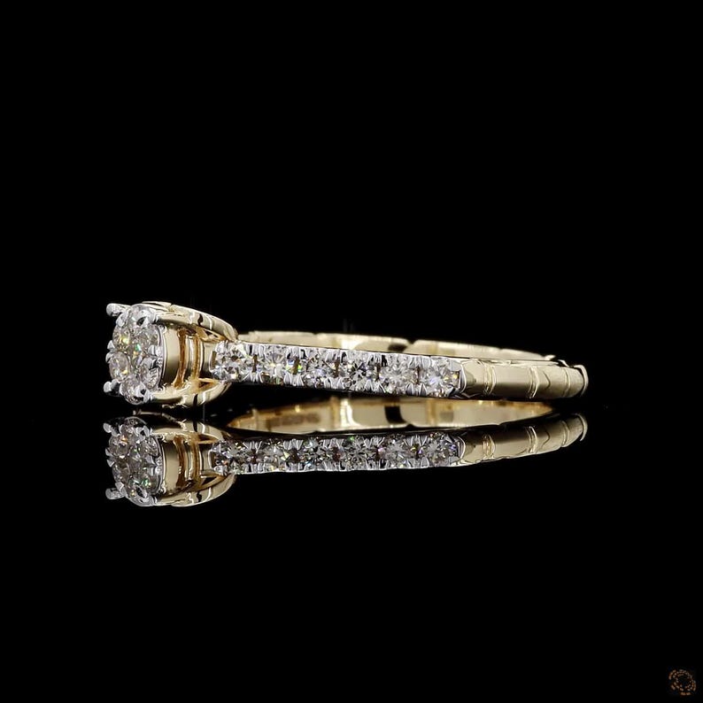 Lab Grown Diamond Solitaire & Pavé Engagement Ring, 14k Gold Classic ...