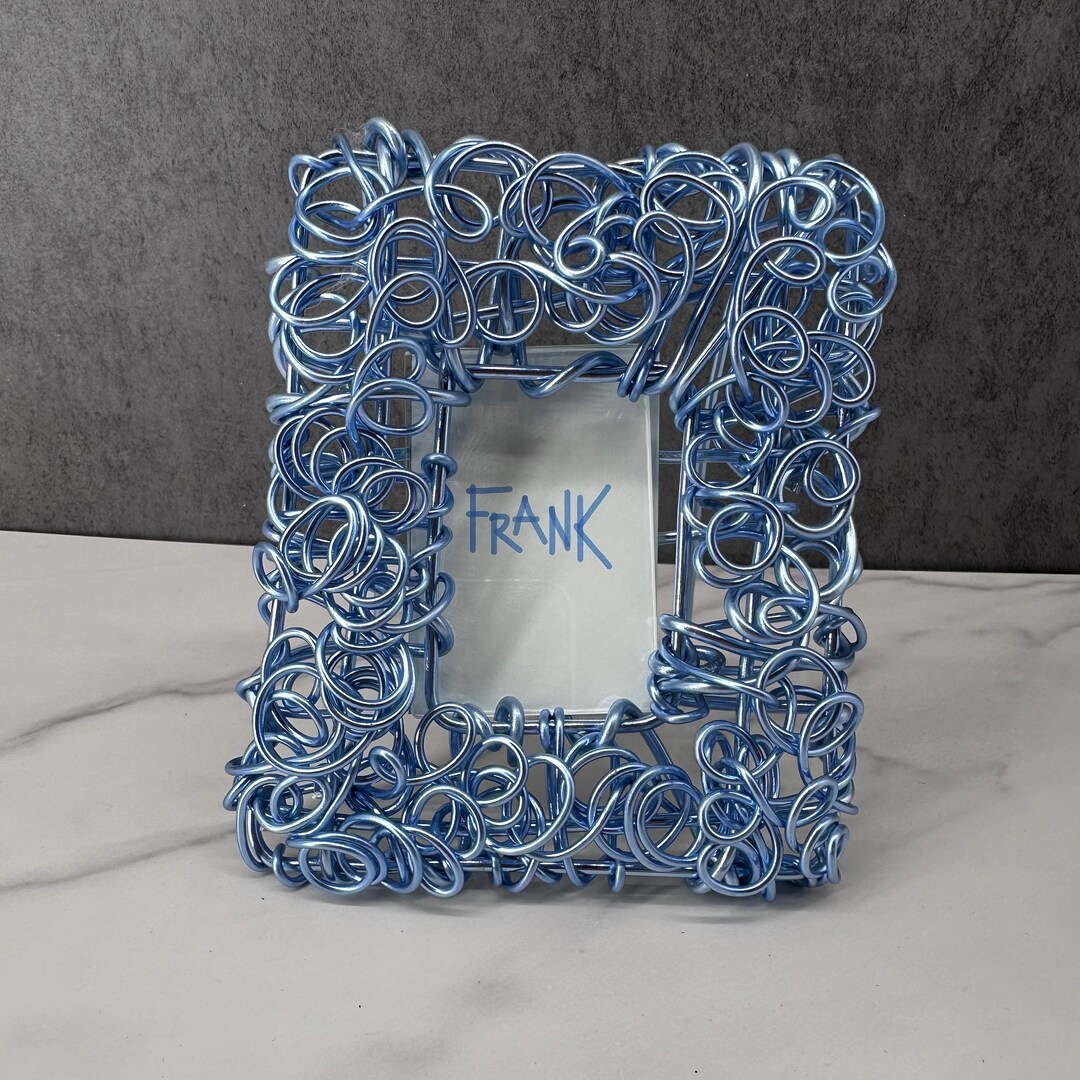 Handmade Anodized Aluminum Photo Frame, Ice Blue, 2"x3" Window Opening ...