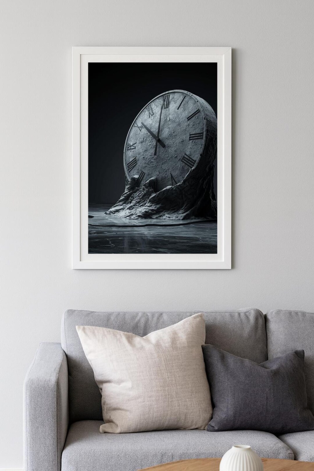 Stone Clock Wall Art – Melting Time Poster, Minimalist Neutral Decor ...