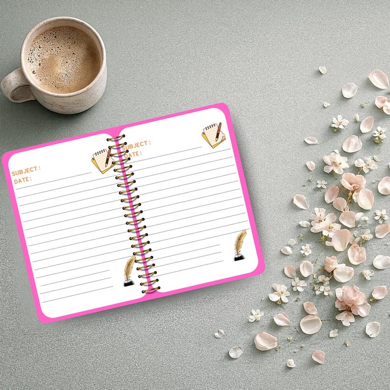 Floral Aesthetic Notebook Printable PDF, 50 Page Lined Journal, Digital ...