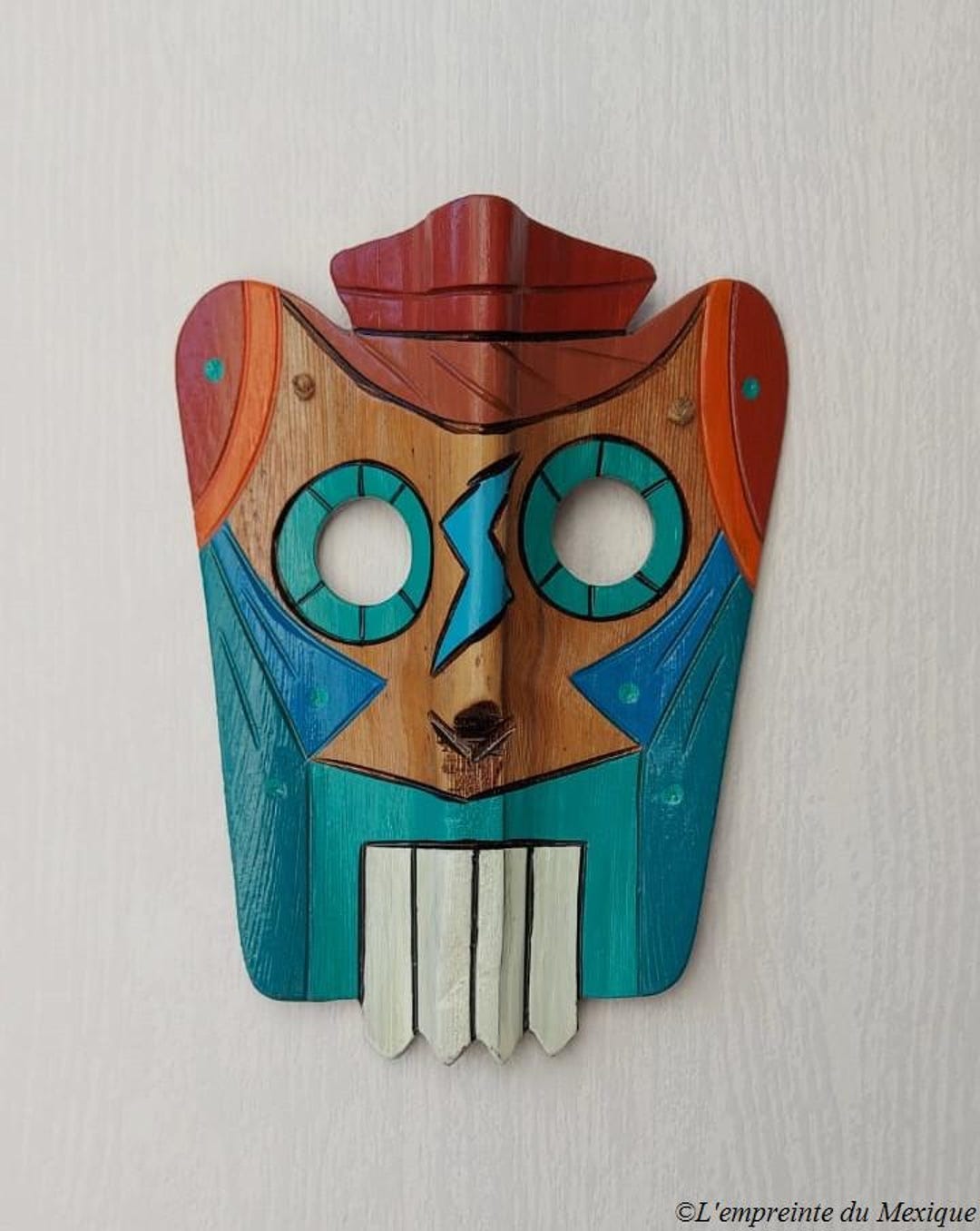 Tlaloc Mask Made From Reclaimed Palm Wood – Handmade Mexican Art ...