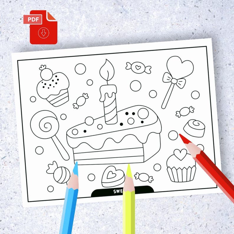 FOODS Coloring Pages for Kids | Printable PDF Coloring Book | Instant ...