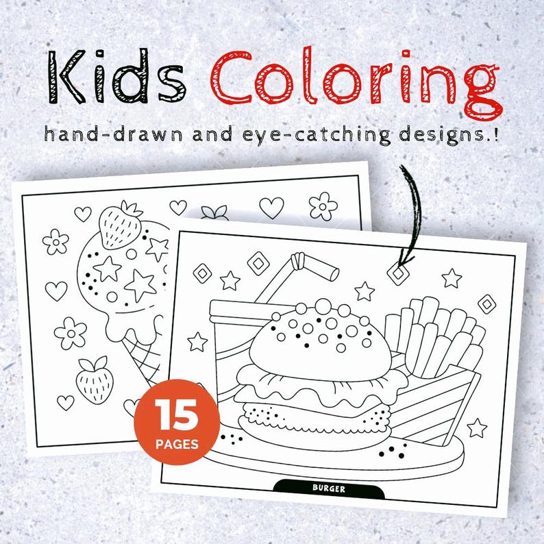 FOODS Coloring Pages for Kids | Printable PDF Coloring Book | Instant ...