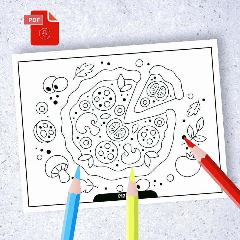 FOODS Coloring Pages for Kids | Printable PDF Coloring Book | Instant ...