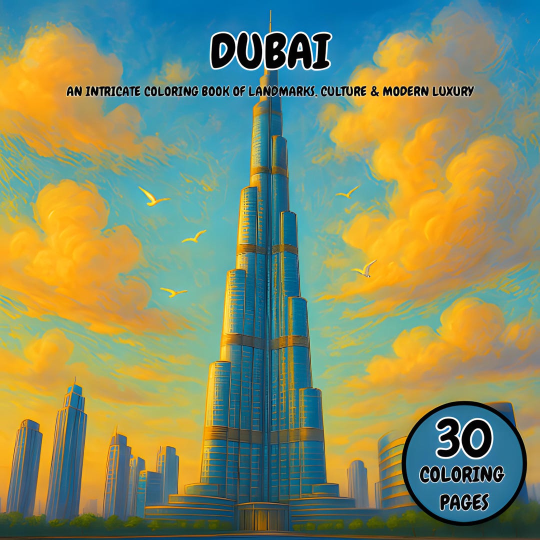 Dubai Coloring Book | 30 Intricate Landmark & Cityscape Pages | Travel ...