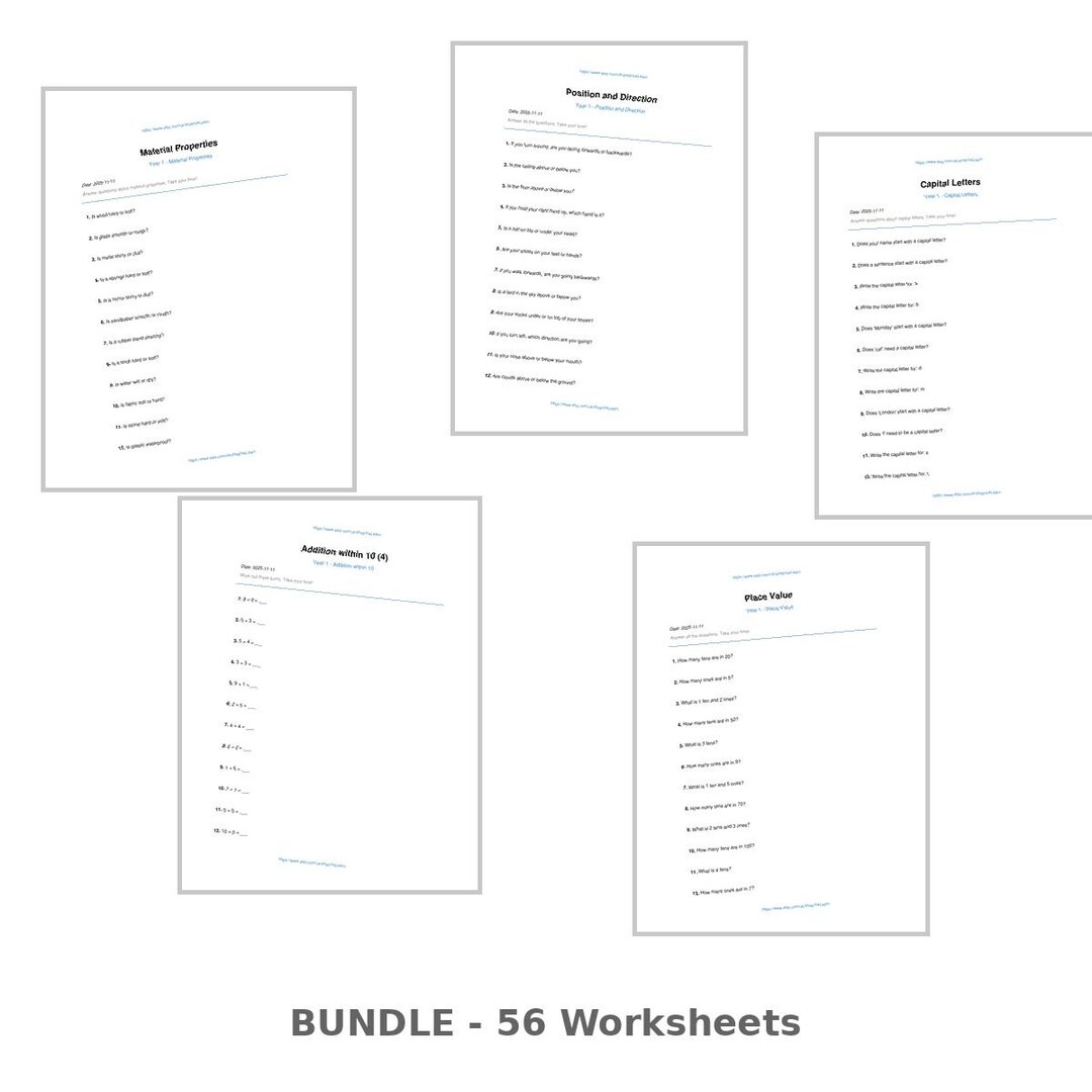 Complete Worksheets Bundle Ages 5-6 PDF | Educational Activities | 56 ...