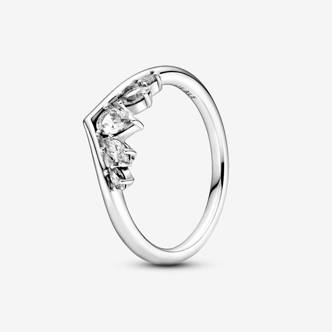Ale Silver Pandora Sparkling Pear & Marquise Wishbone Ring With Gift ...
