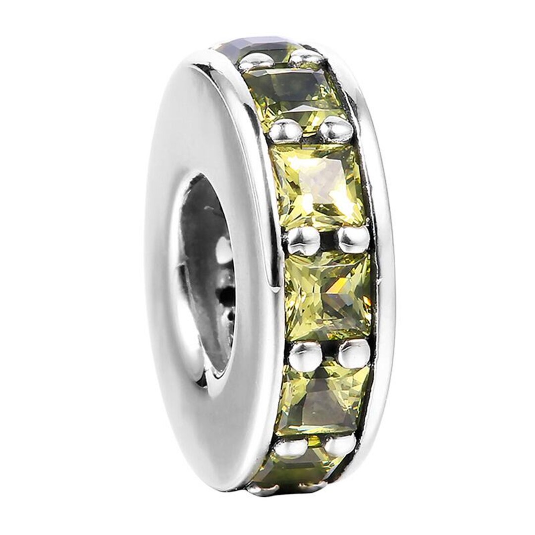 New--silver-charm-eternity-olive-green-crystal - Etsy