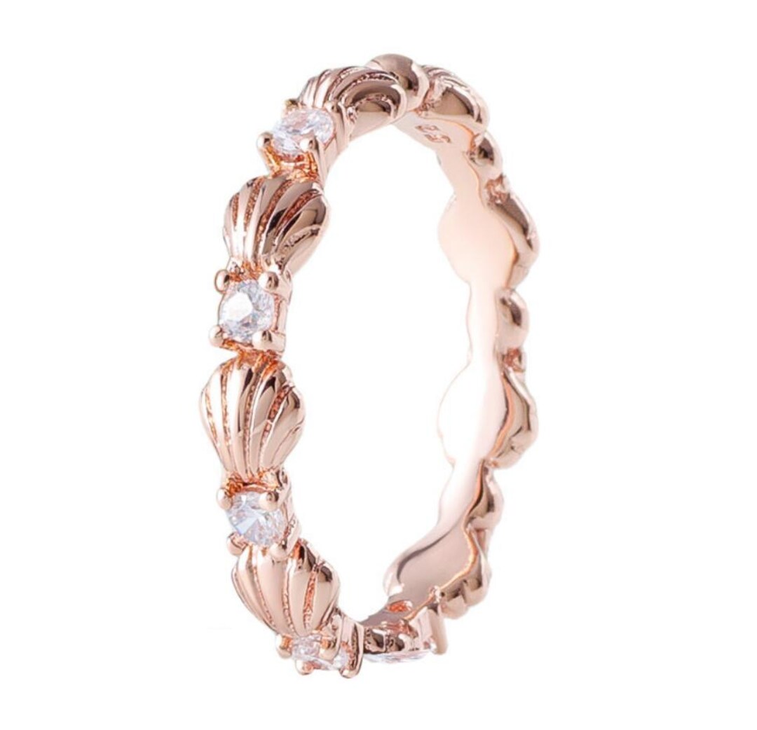 Rose Gold Pandora Beaded Seashell Band Ring S925 - Etsy