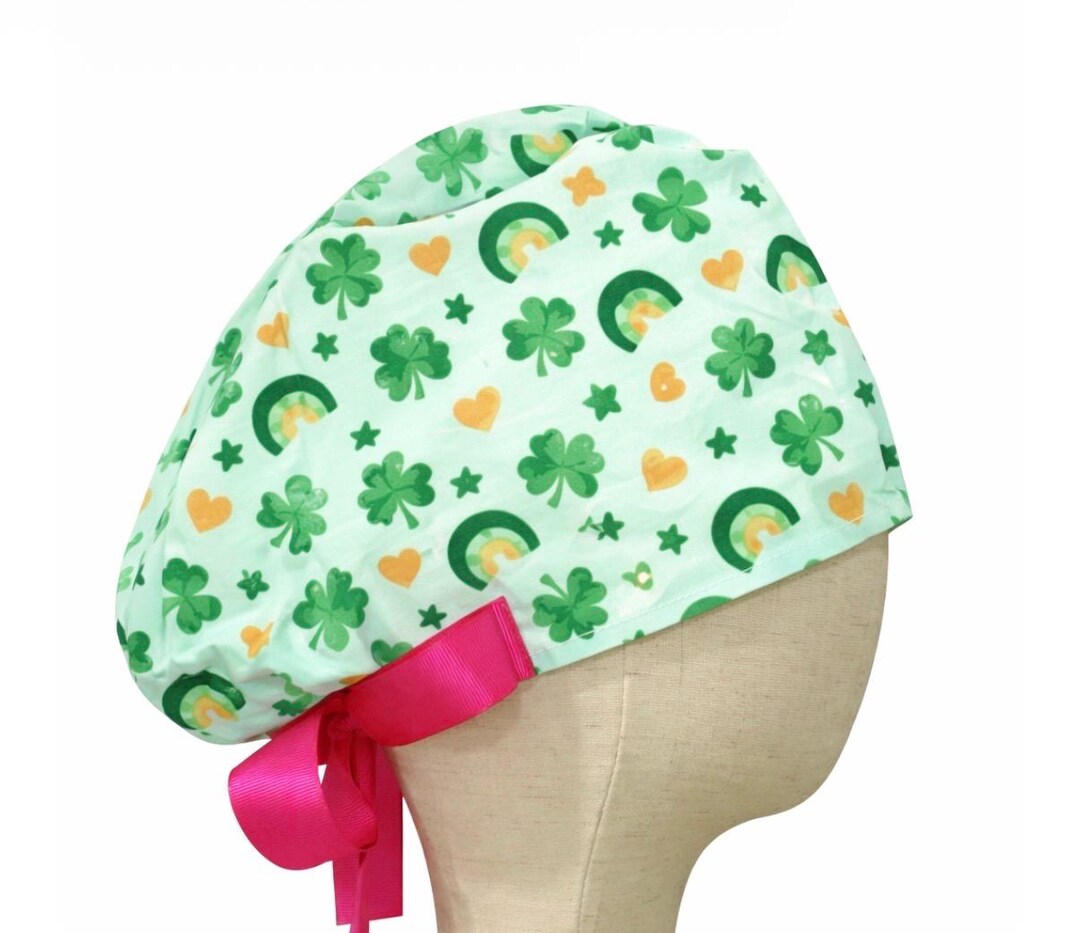 St. Patrick’s Day Shamrocks and Rainbows Euro Style Scrub Hat - Etsy