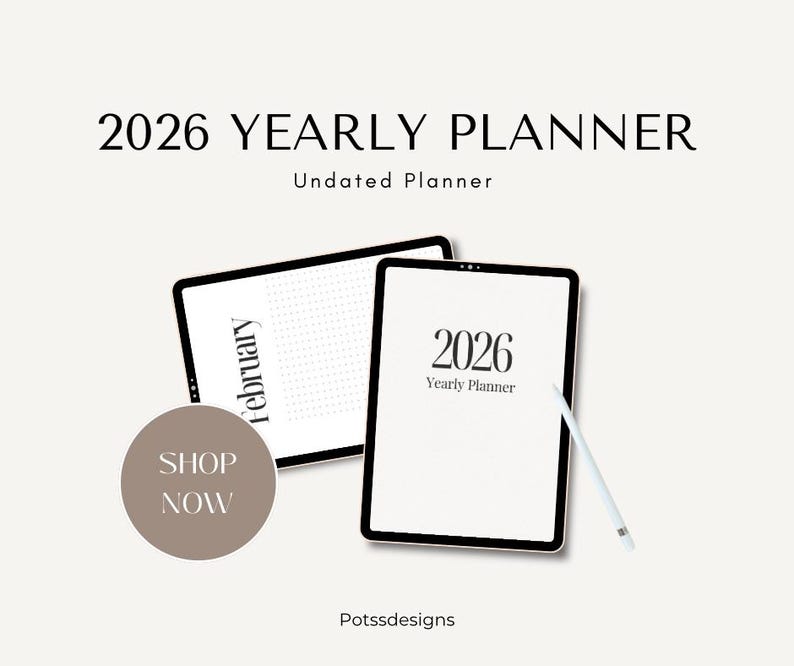 2026 Minimalist Yearly Planner | Printable Monthly Calendar (digital ...