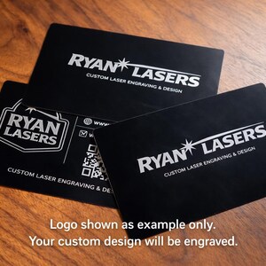 Laser Engraved Black Aluminum Business Cards | Custom Metal Cards - Etsy