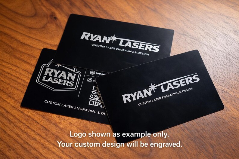 Laser Engraved Black Aluminum Business Cards | Custom Metal Cards - Etsy