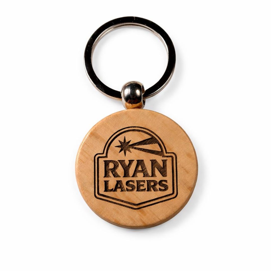 Laser Engraved Wooden Keychain – Custom Logo Key Ring - Etsy