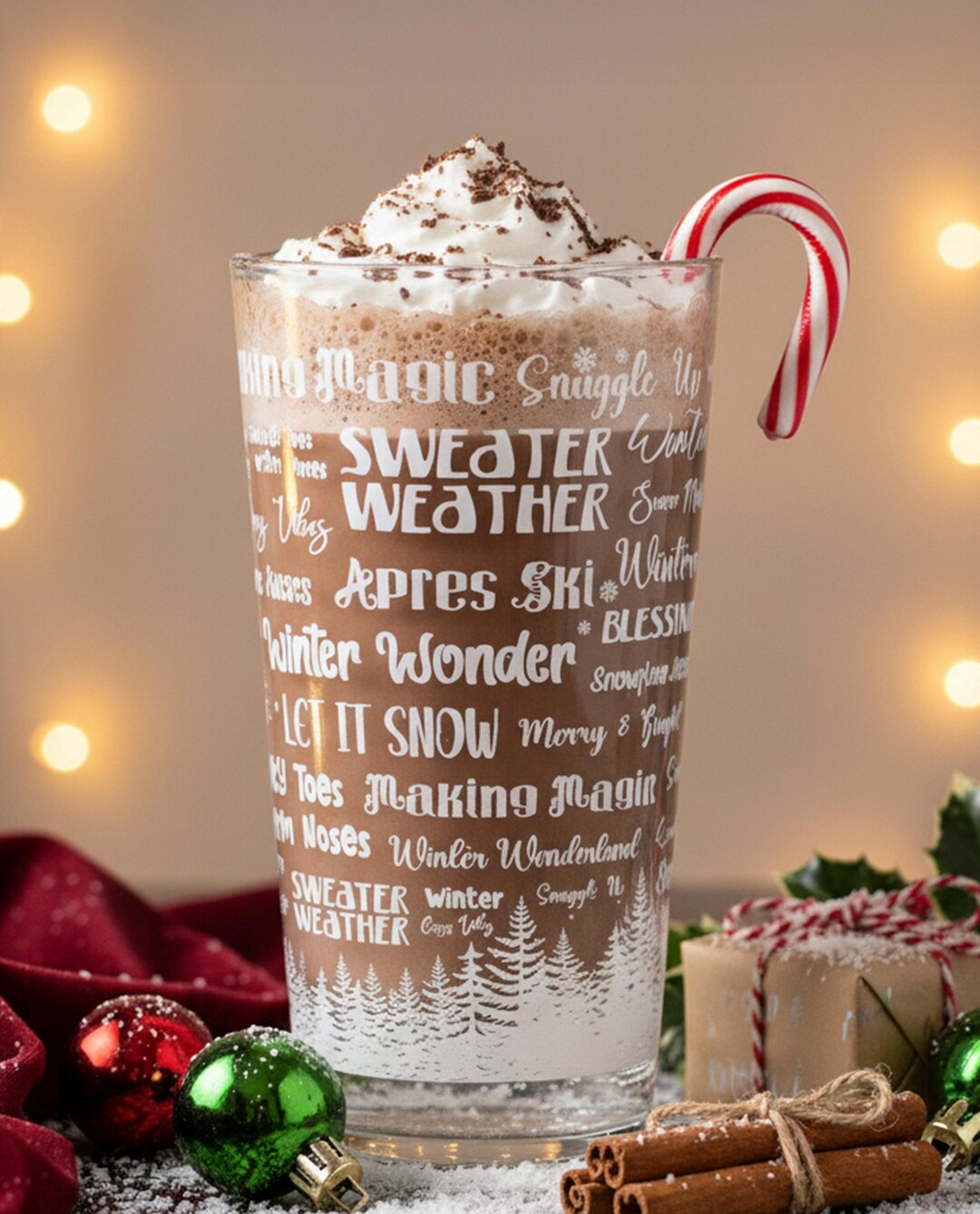 Winter Wonderland Word Cloud Cup | Festive Theme Half Pint Unbreakable ...