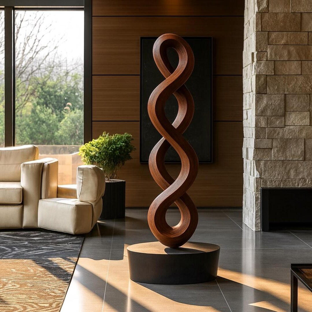 Tall Floor Standing Sculpture | Modern Abstract Wood Art | Luxury ...
