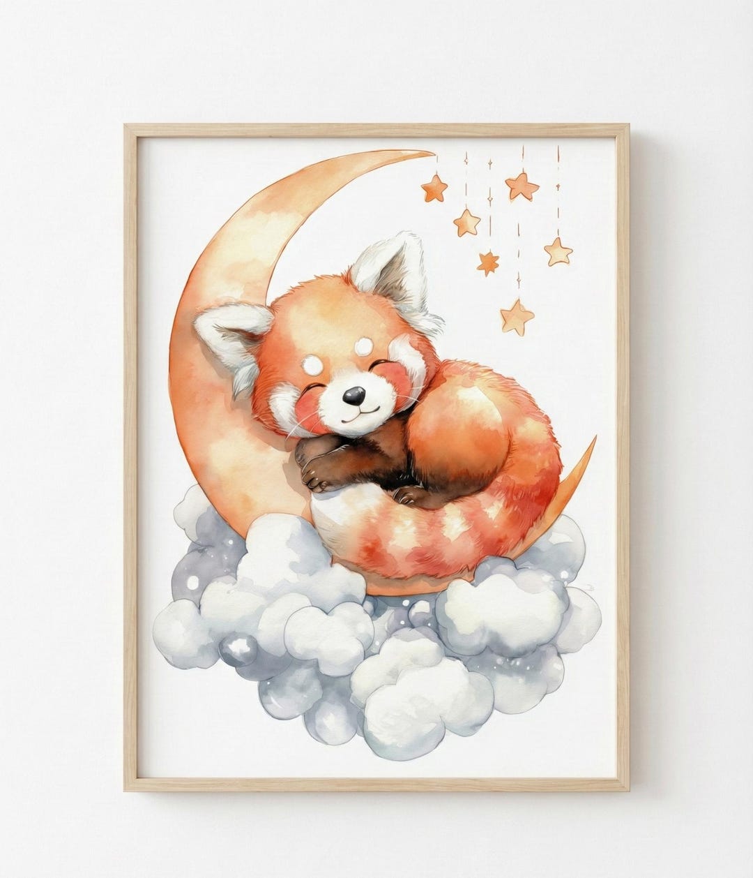 Watercolor Red Panda, Moon Nursery Print, Digital Download, Crib Art - Etsy