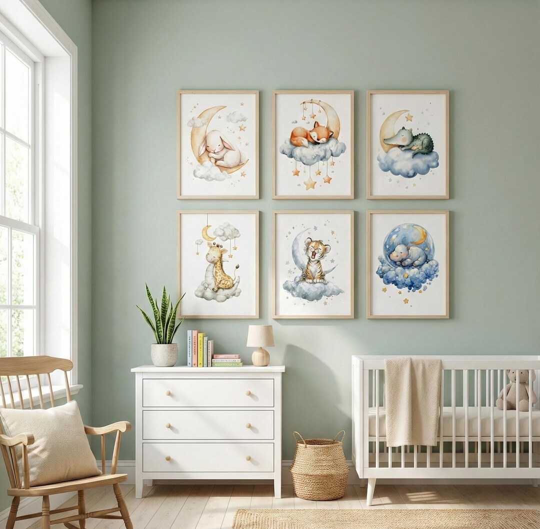 Dreamy Animals Nursery Prints Set of 6 – Watercolor Wall Art - Etsy