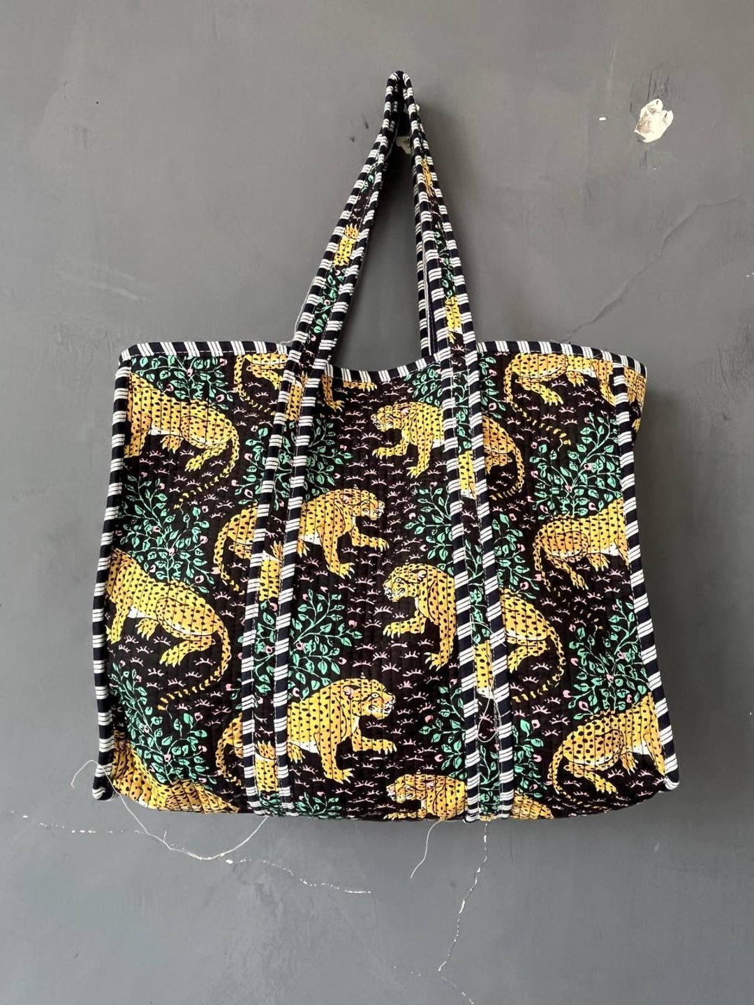 Roomy Quilted Cotton Block Printed Carry Bag for Everyday Essentials ...