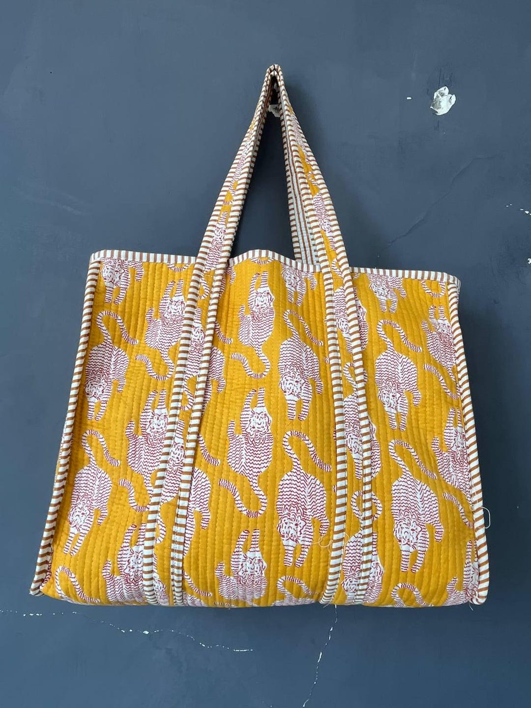 Multipurpose Quilted Cotton Carry Bag Featuring Traditional Block ...