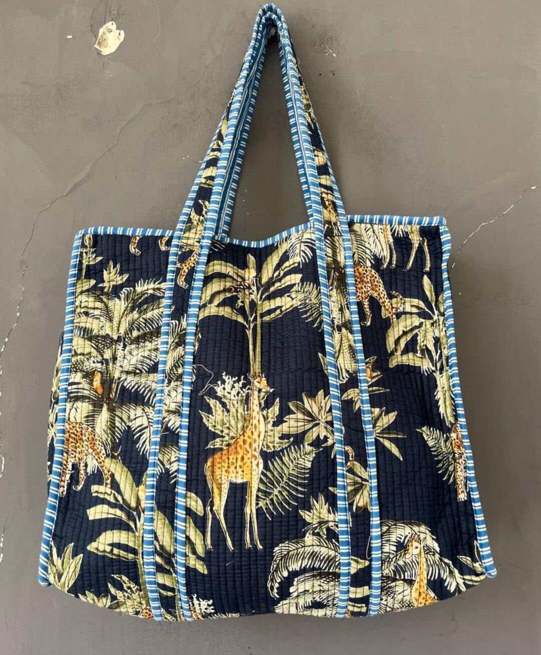 Eco-friendly Quilted Cotton Carry Bag for Reusable Daily Shopping Soft ...