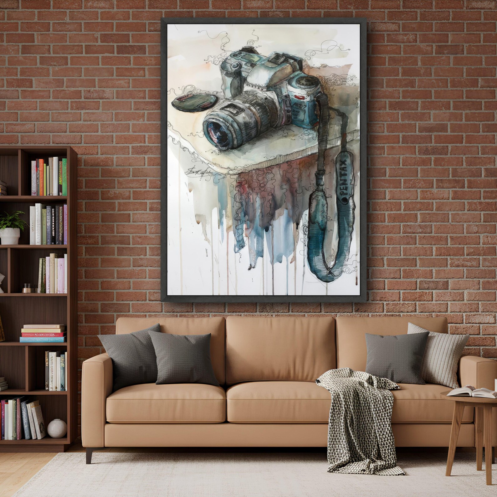 Vintage Camera Watercolor Art, Pentax DSLR Illustration Canvas ...