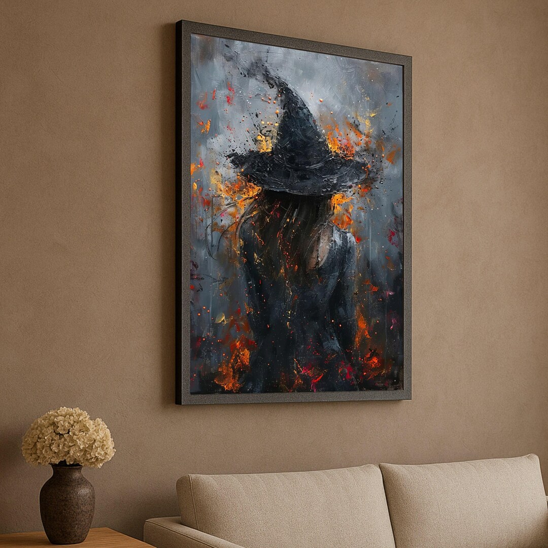 Mystical Witch Portrait Canvas, Dark Fantasy Wall Art, Halloween Decor ...