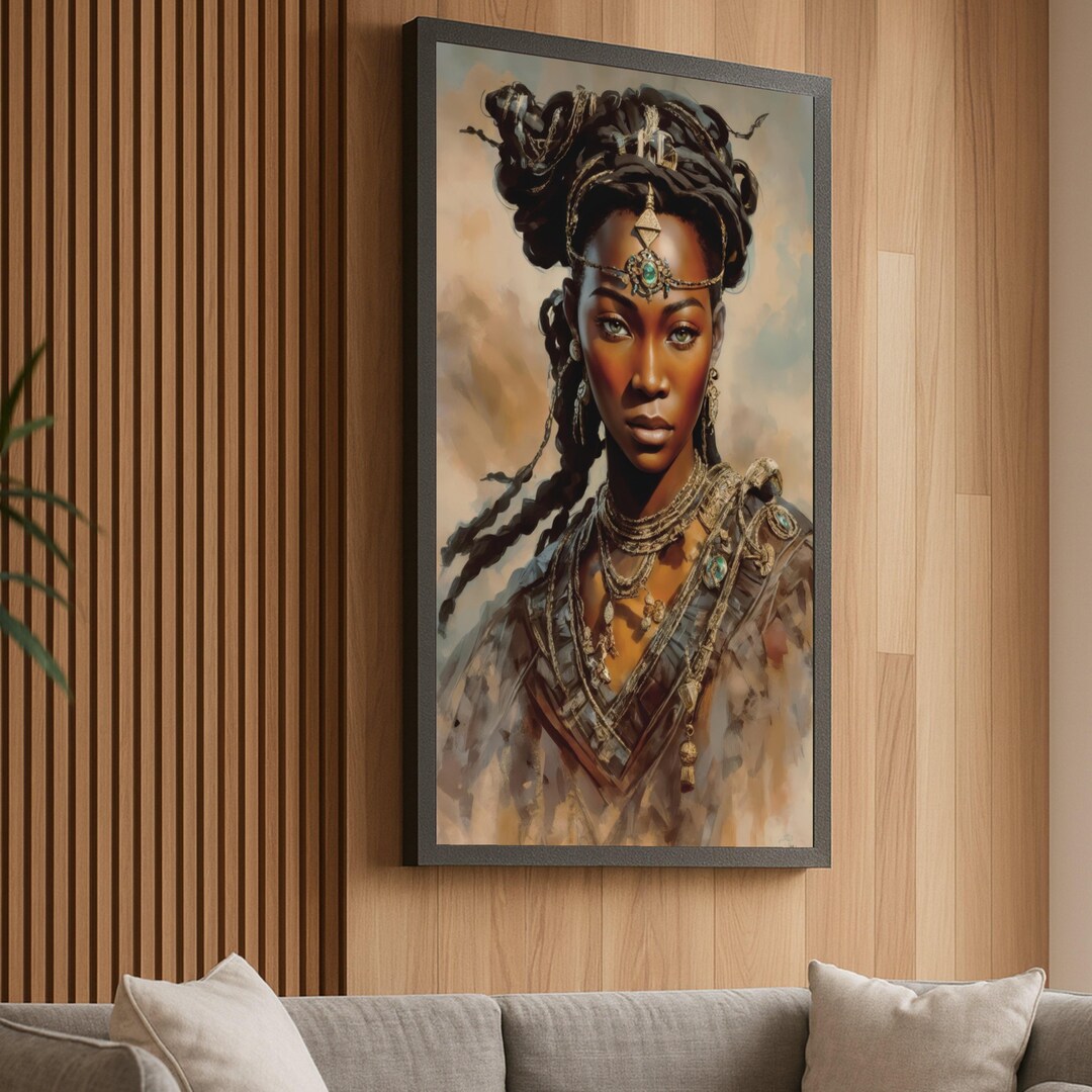 Regal African Queen Portrait Canvas, Ethnic Tribal Jewelry Wall Art ...